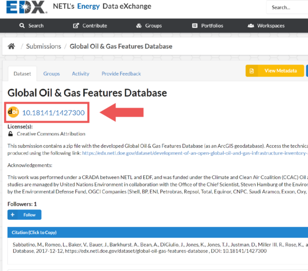 DOI – NETL EDX Reference Shelf